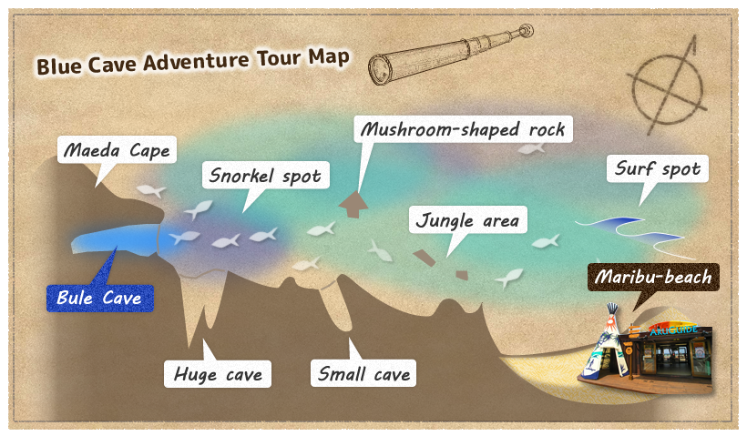 Kayaking and snorkeling in the Blue Cave adventure/Aruguide Okinawa